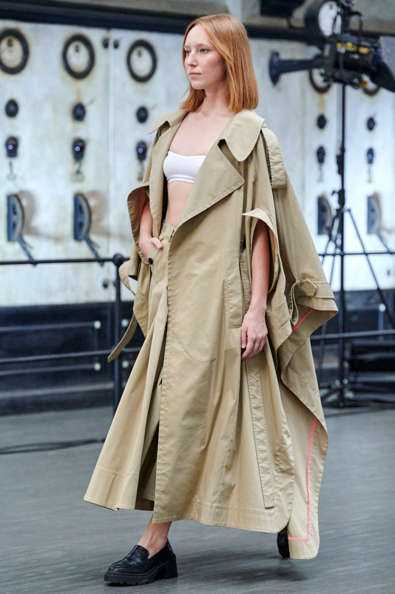 Deconstructed Trench Cape – Dina Shaker